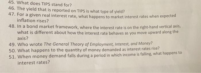 Solved 45. What does TIPS stand for? 46. The yield that is | Chegg.com