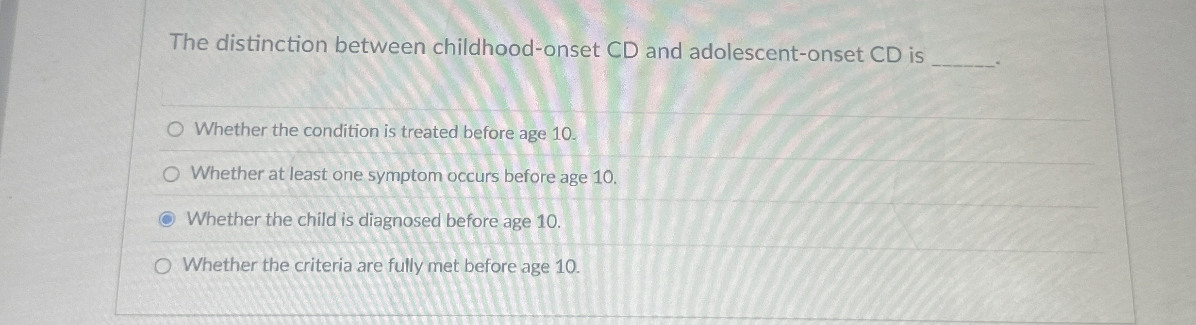 Solved The distinction between childhood-onset CD and | Chegg.com