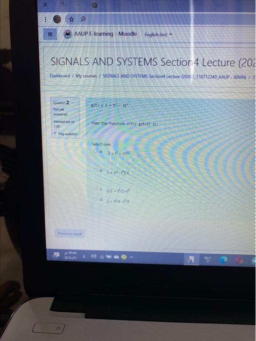 Solved х AAUP E-learning - Moodle English (en) - SIGNALS AND | Chegg.com