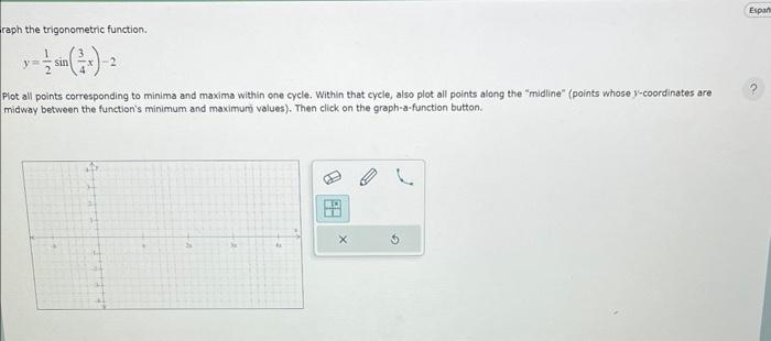 Solved raph the trigonometric function. y=21sin(43x)−2 Plot | Chegg.com