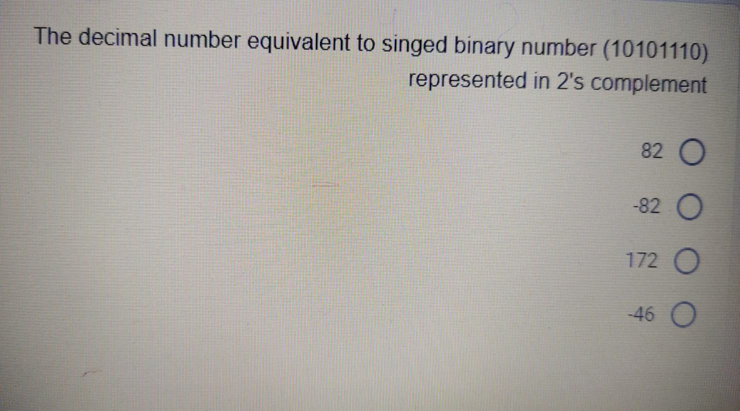Solved The decimal number equivalent to singed binary number | Chegg.com