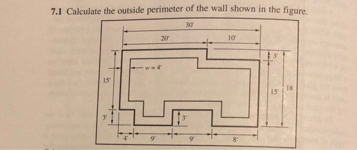 Solved 7.1 Calculate the outside perimeter of the wall shown | Chegg.com