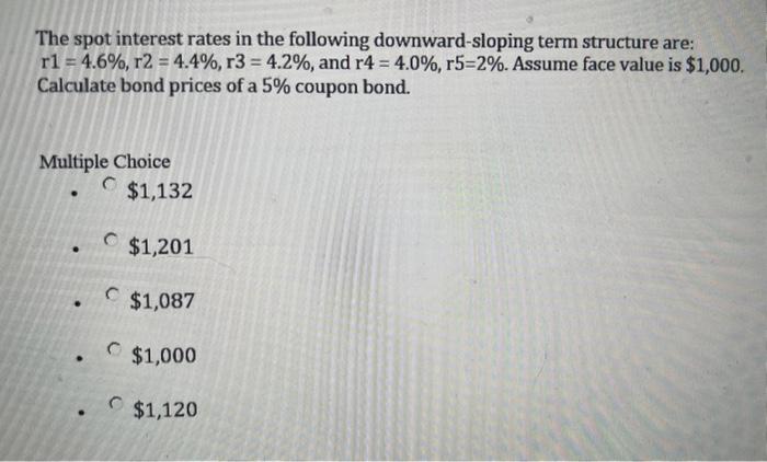 Solved The spot interest rates in the following | Chegg.com