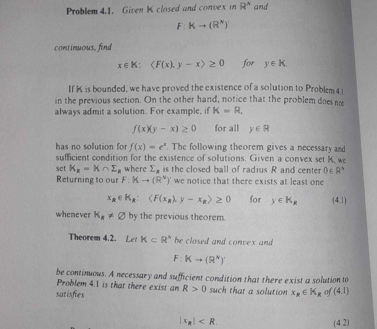 Solved Problem 4.1. Given K closed and convex in PN and | Chegg.com