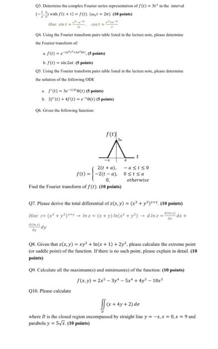 Solved Q3. Determine the complex Fourier series | Chegg.com