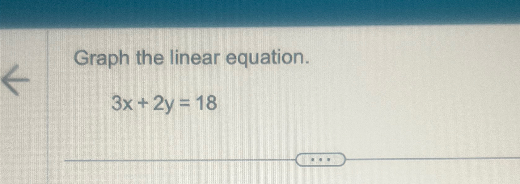 Solved Graph the linear equation.3x+2y=18 | Chegg.com