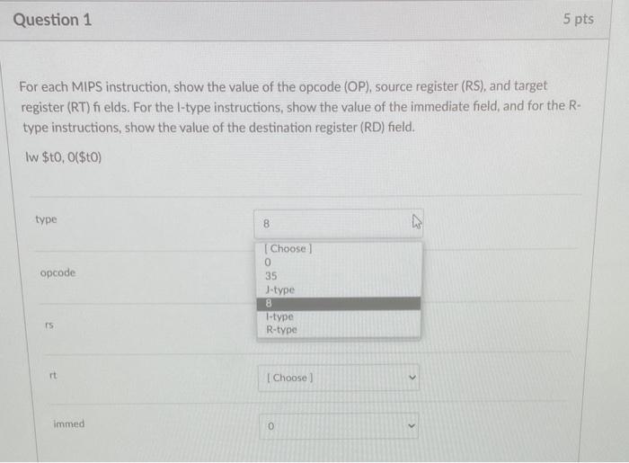 Solved For each MIPS instruction, show the value of the | Chegg.com