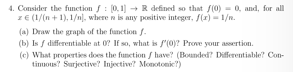 Solved Consider the function f:[0,1]→R ﻿defined so that | Chegg.com