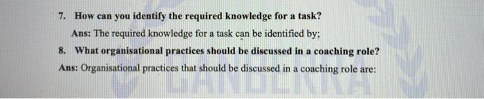 Solved 7. How can you identify the required knowledge for a | Chegg.com