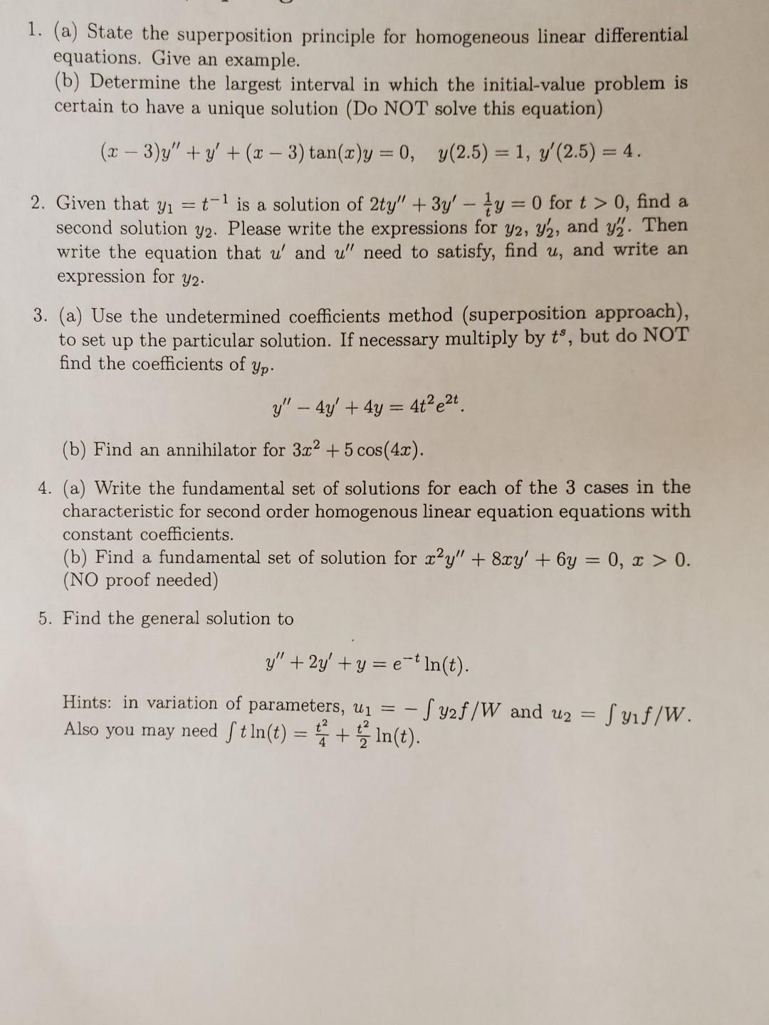 Solved 1. (a) State the superposition principle for | Chegg.com