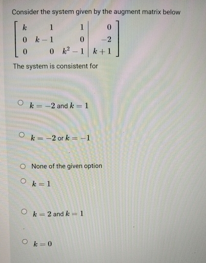 Solved Consider the system given by the augment matrix | Chegg.com