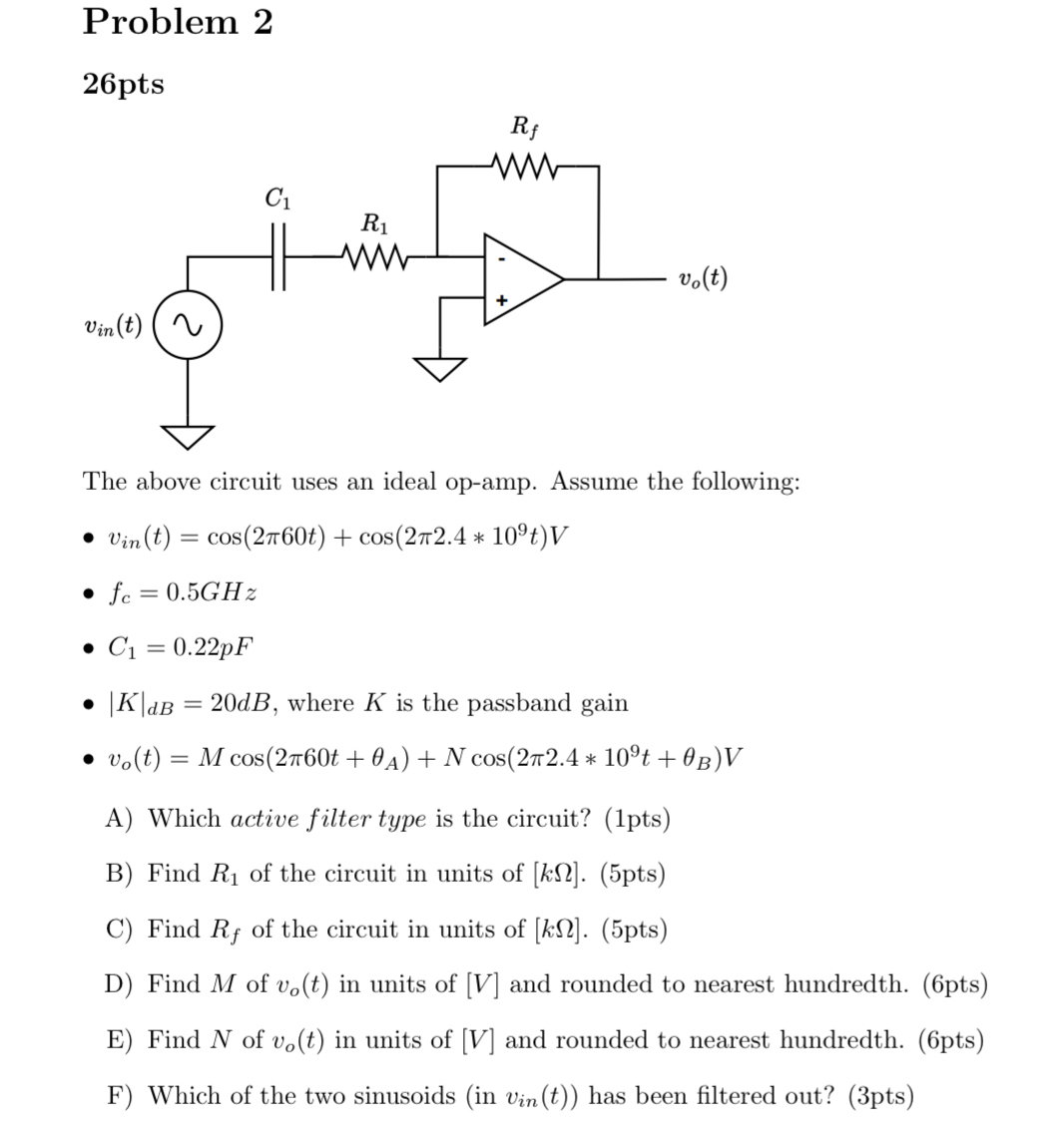 Solved Problem 226DtsThe above circuit uses an ideal op-amp. | Chegg.com