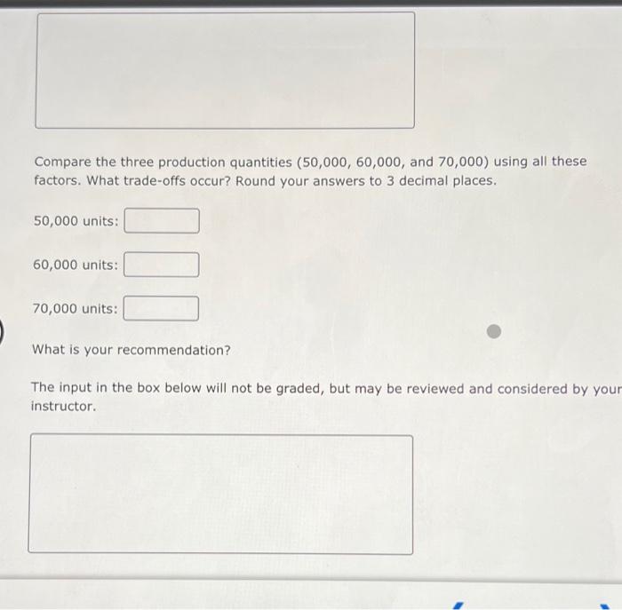 Compare the three production quantities | Chegg.com