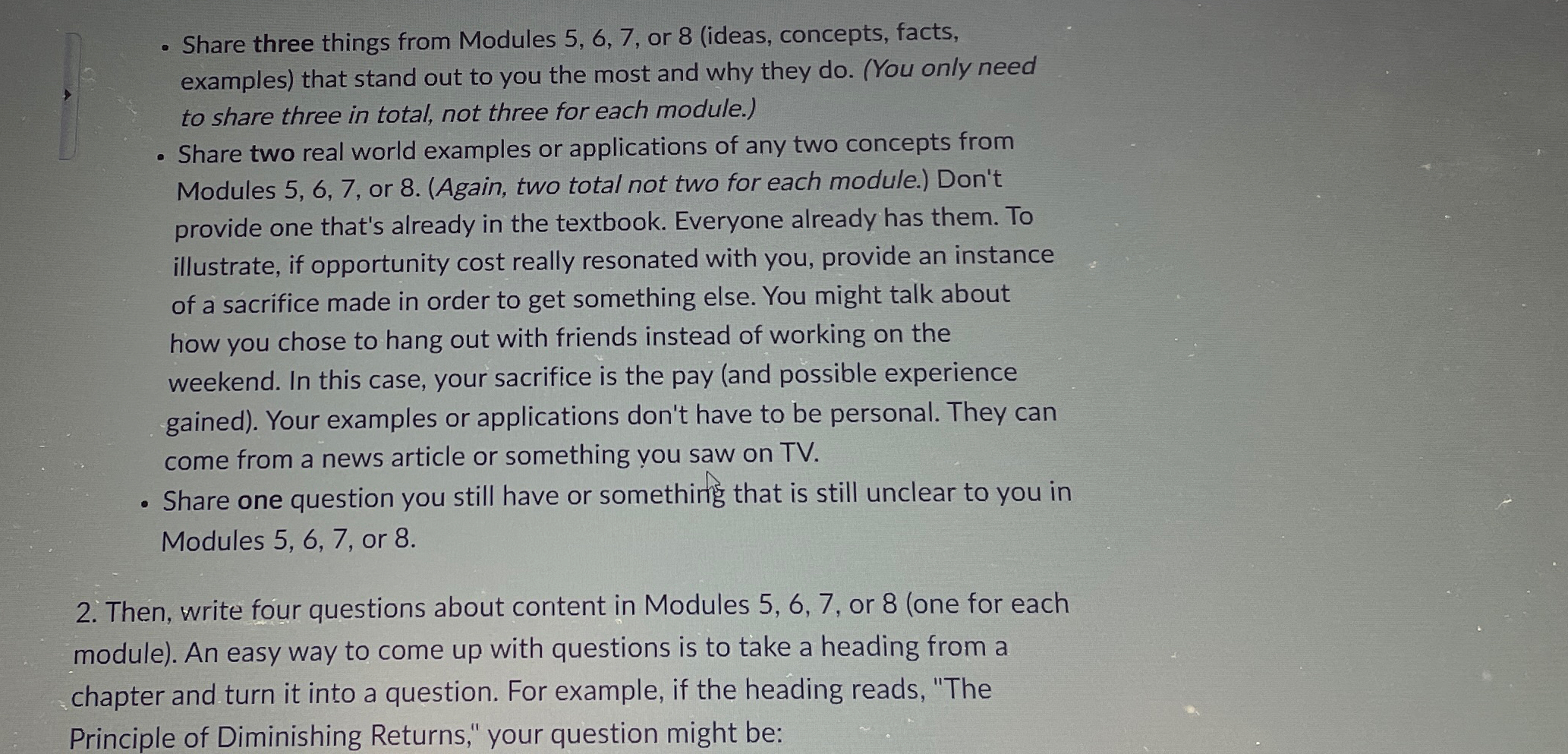Solved Share three things from Modules 5, 6, 7, ﻿or | Chegg.com