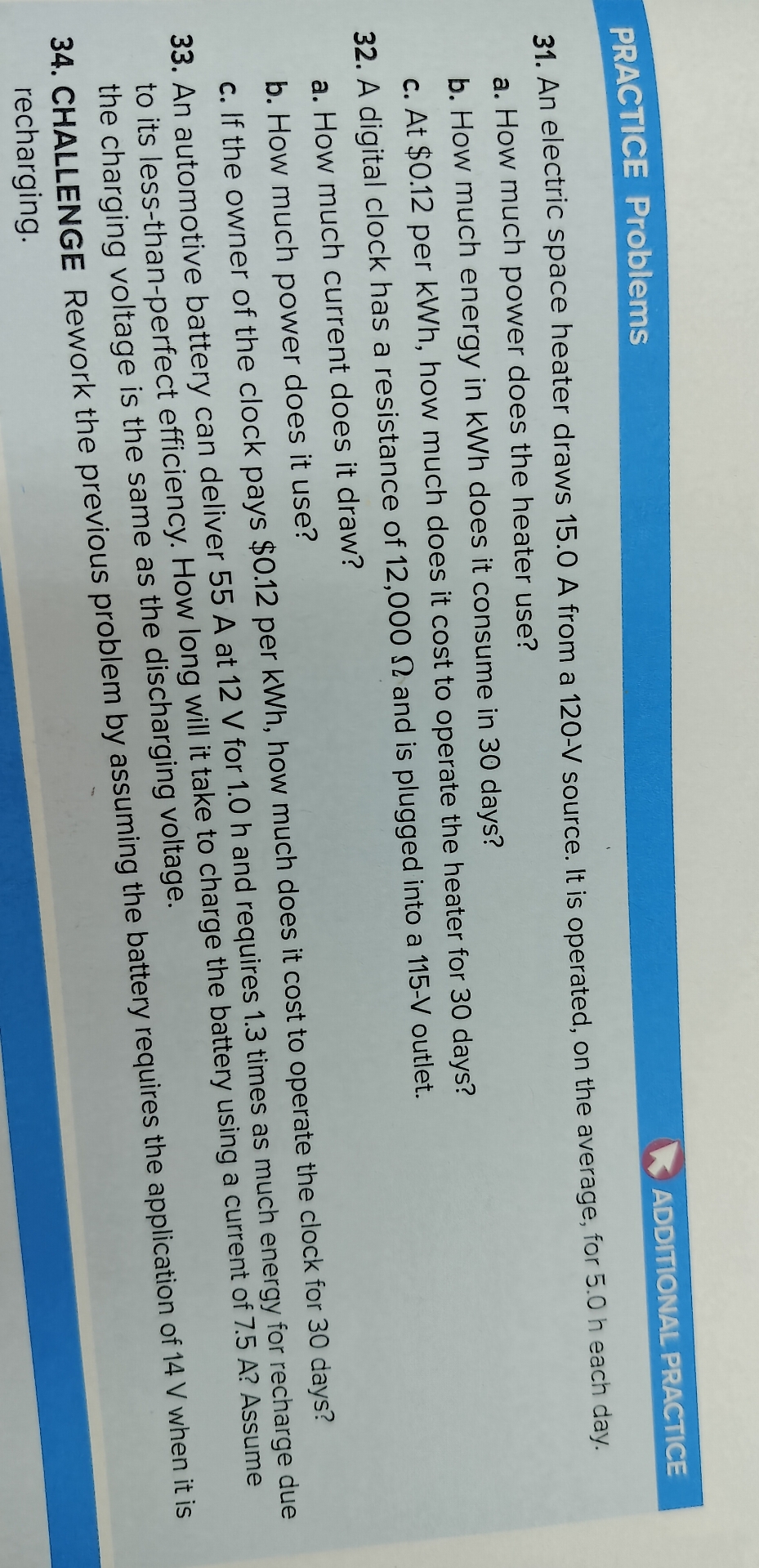 Solved PRACTICE ProblemsADDITIONAL PRACTICE31. ﻿An electric | Chegg.com