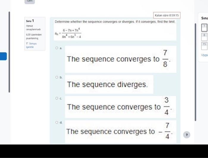 Solved Determine whether the sequence converges or diverges. | Chegg.com