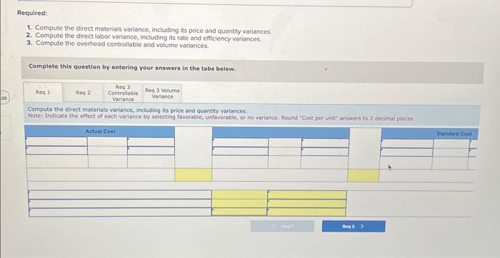 Solved Required: 1. Compute the direct materials variance, | Chegg.com