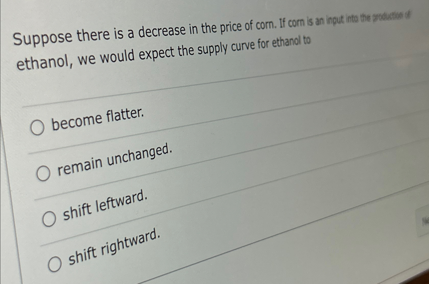 Solved Suppose there is a decrease in the price of com. If | Chegg.com