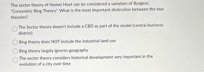 Solved The sector theory of Homer Hoyt can be considered a | Chegg.com