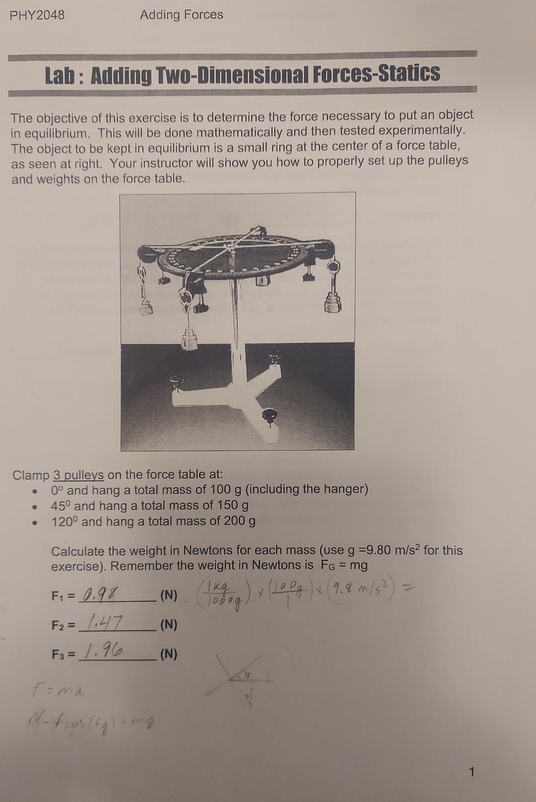Solved Lah: Adding Two-Dimensional Forces-Staties The | Chegg.com