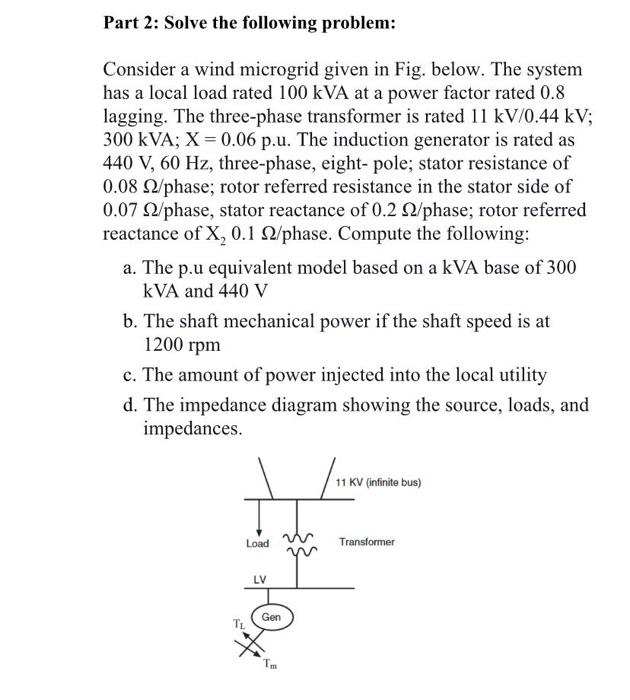 Solved Part 2: Solve the following problem: Consider a wind | Chegg.com