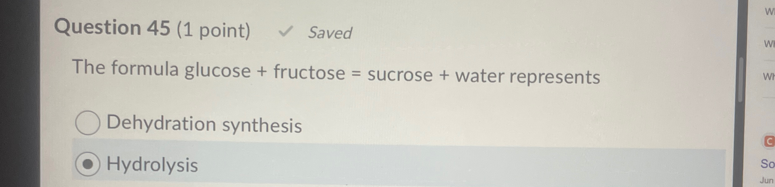 Solved Question 45 (1 ﻿point) ﻿SavedThe formula glucose + | Chegg.com