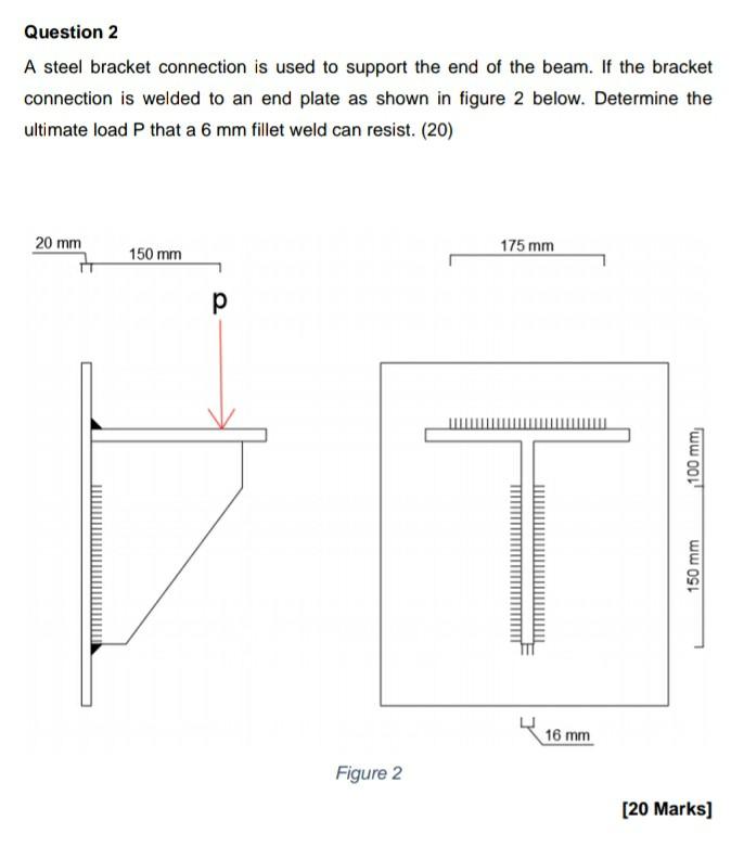 Solved Question 2 A steel bracket connection is used to | Chegg.com