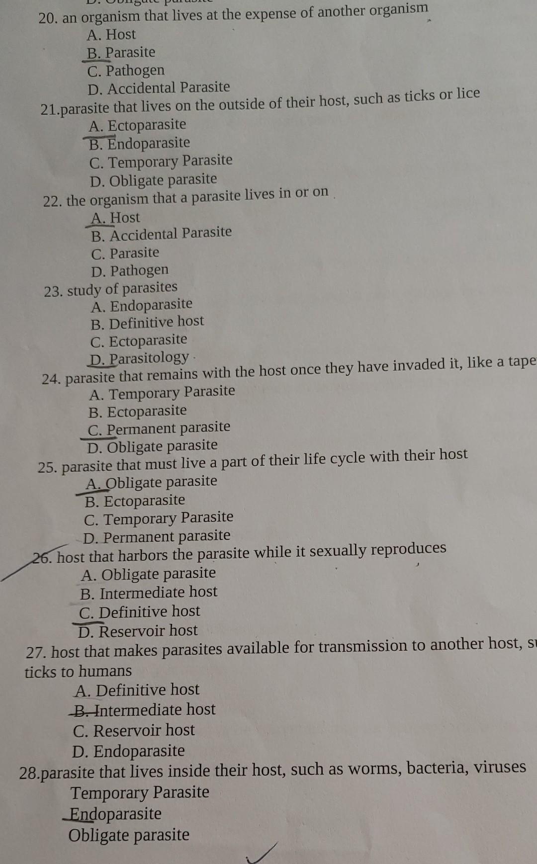 Solved 20. an organism that lives at the expense of another | Chegg.com