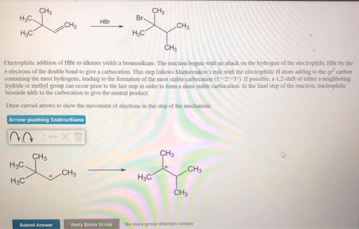 Solved CH3 CH3 HBr CH2 H3C Br CH3 H3C H3C CH Electrophilic | Chegg.com