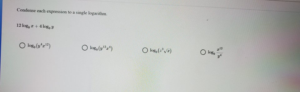 Solved Condense each expression to a single logarithm. 12 | Chegg.com