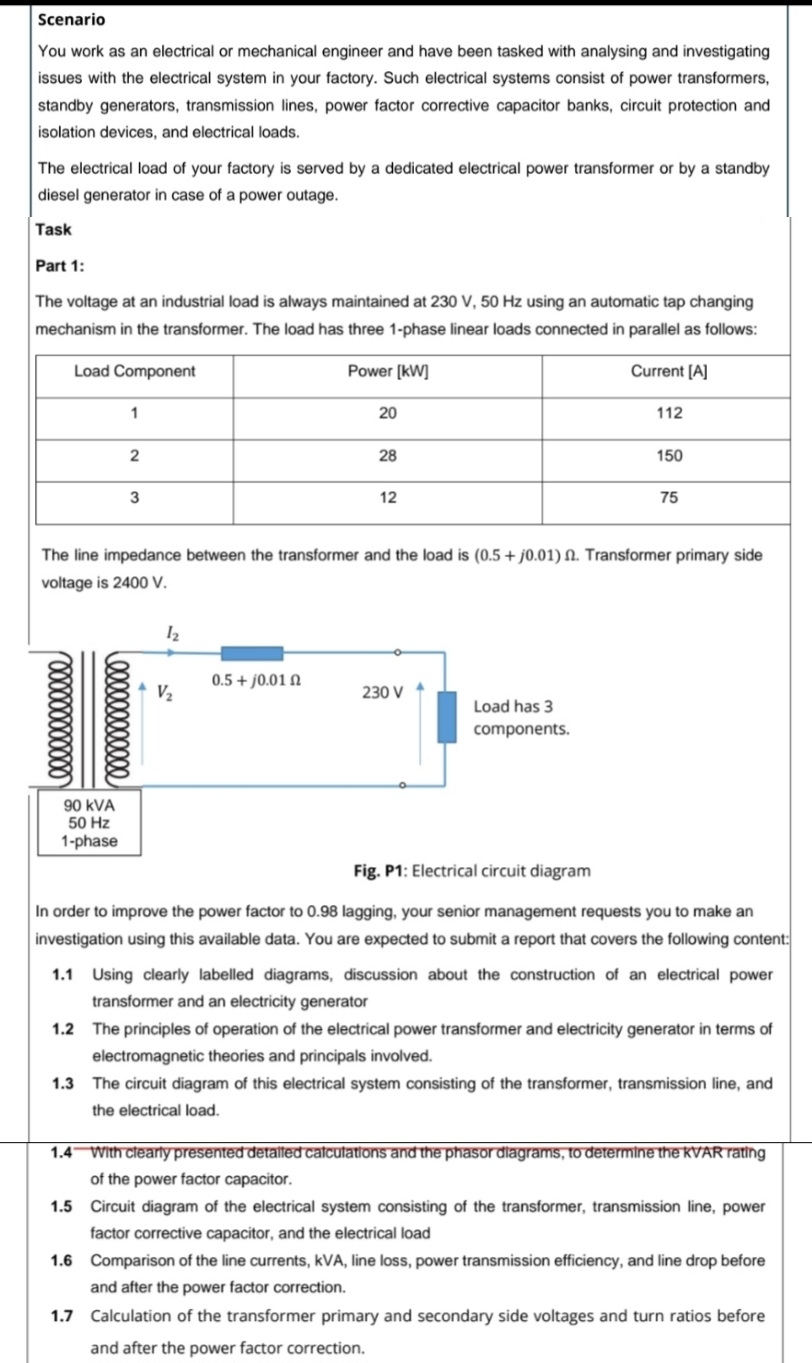 Solved ScenarioYou work as an electrical or mechanical | Chegg.com