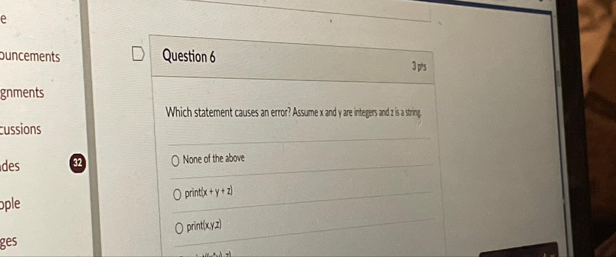 Solved Question 63psWhich statement causes an error? Assume | Chegg.com