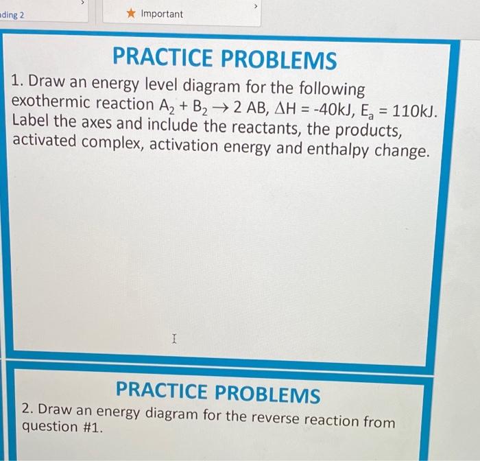 Solved ading 2 Important PRACTICE PROBLEMS 1. Draw an energy | Chegg.com