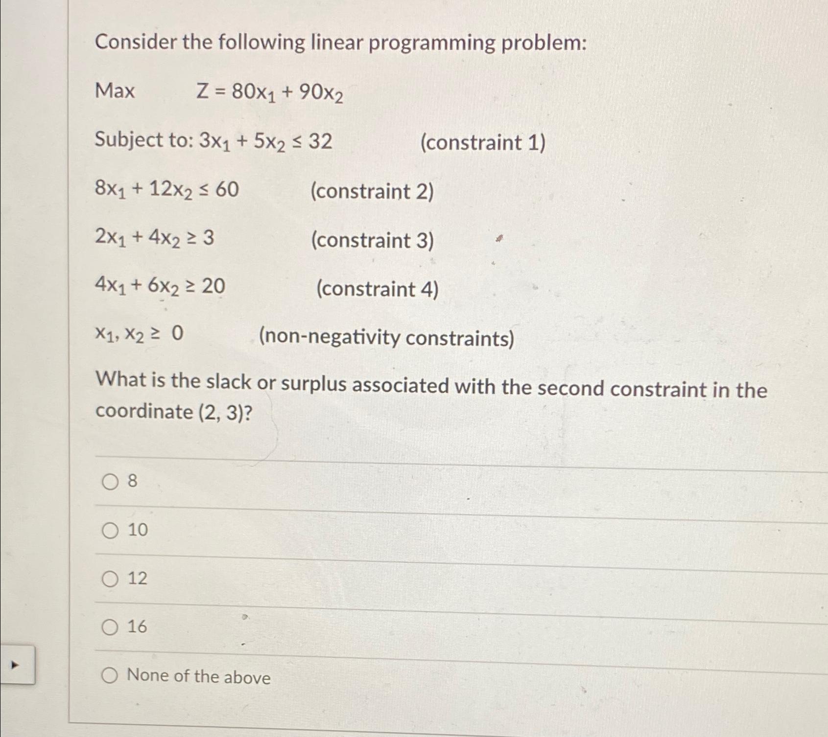 Solved Consider the following linear programming | Chegg.com