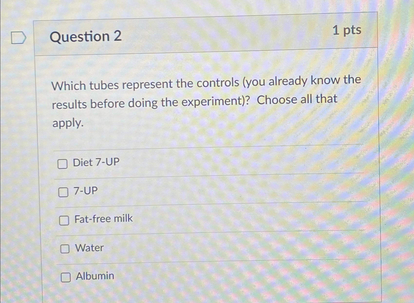 Solved Question 21 ﻿ptsWhich tubes represent the controls | Chegg.com