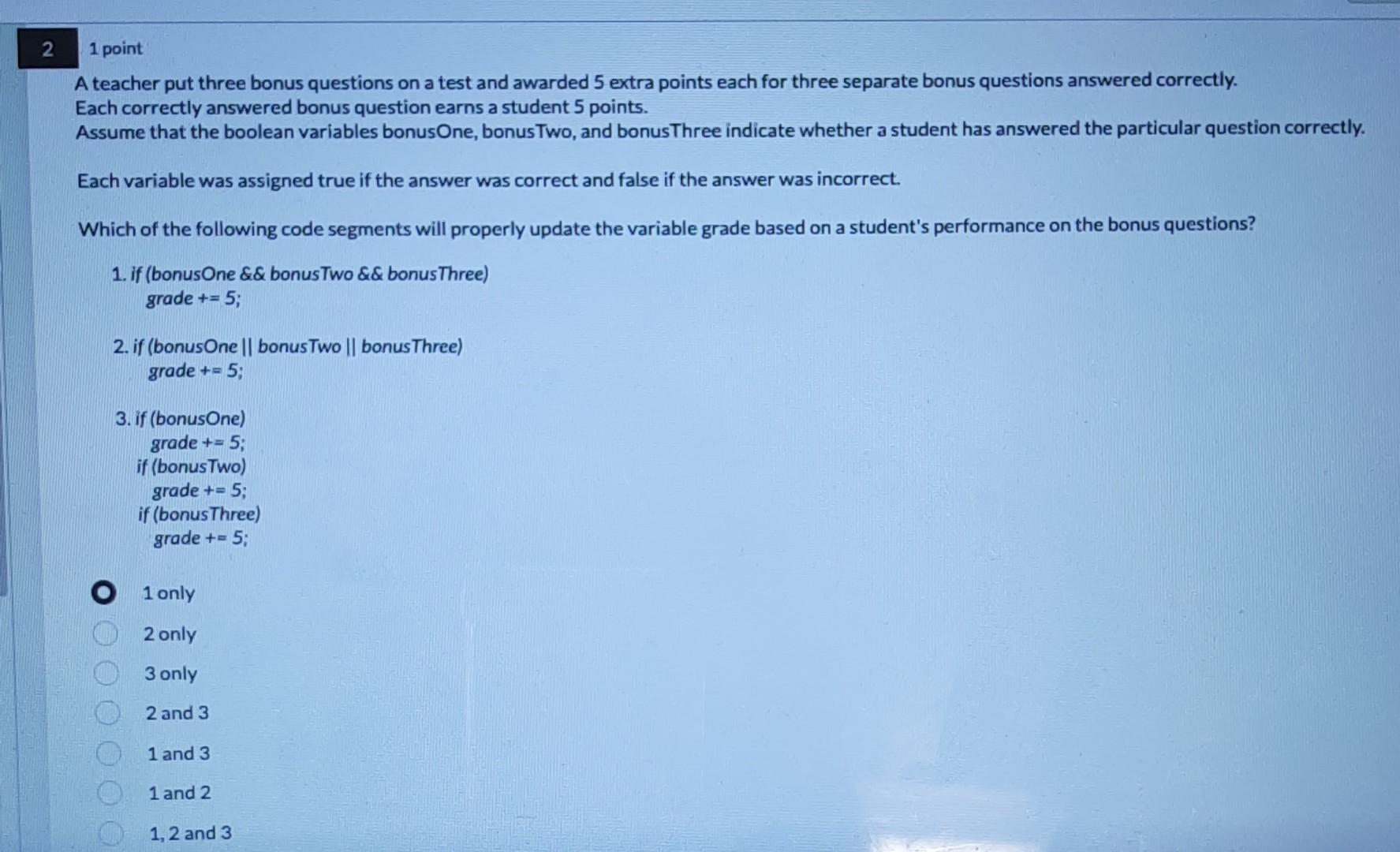 Solved 21 point A teacher put three bonus questions on a | Chegg.com
