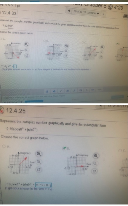 Solved ) 12.4.33 HW Represent the complex number graphically | Chegg.com