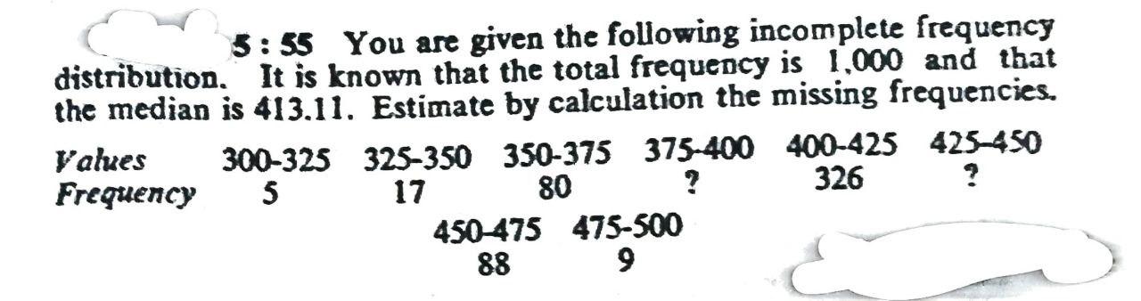 Solved 5:55 You are given the following incomplete frequency | Chegg.com