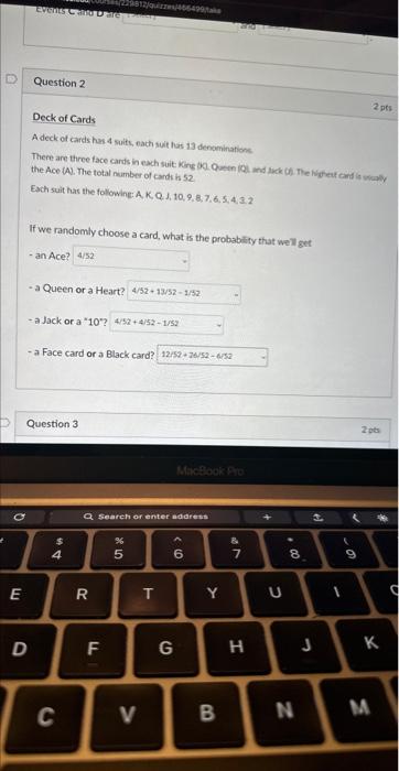 Solved Deck of Cards Adeck of cards has 4 suits, eath suit | Chegg.com