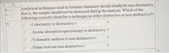 Solved Analytical techniques used in forensic | Chegg.com