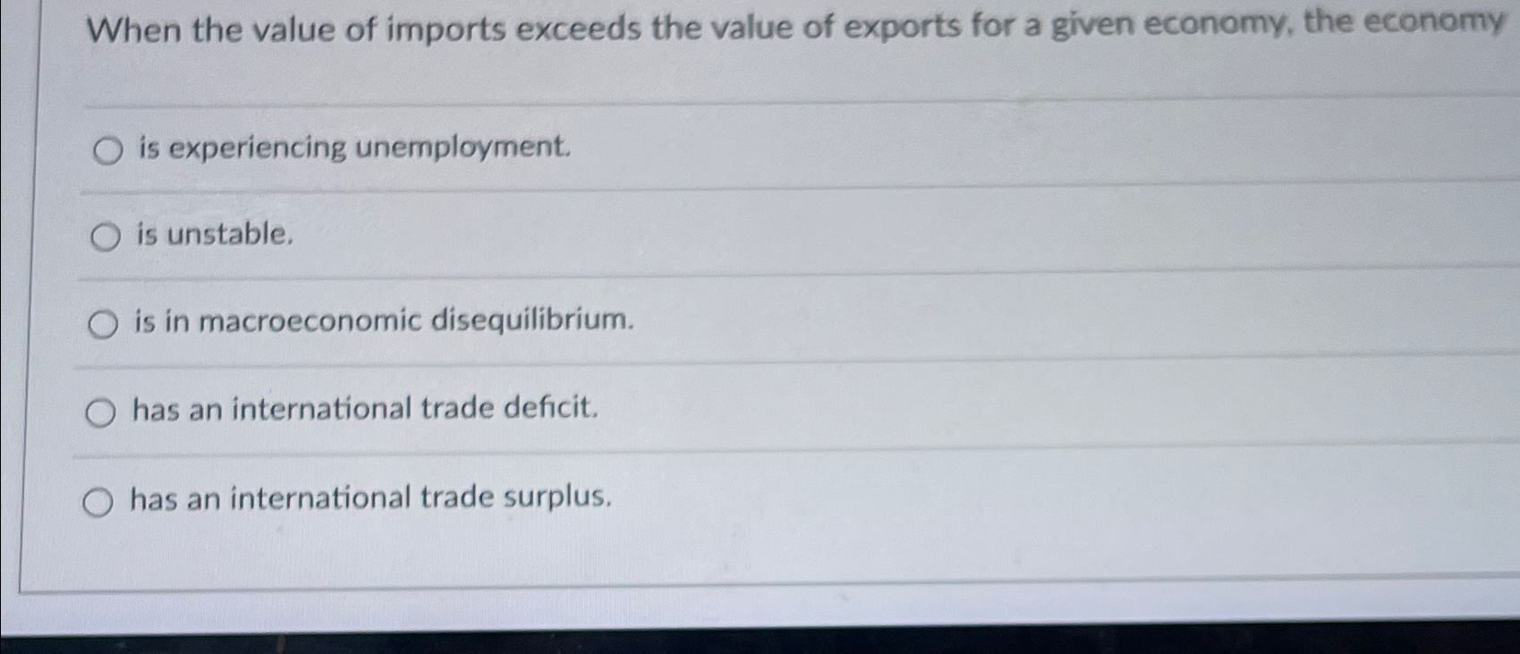 Solved When the value of imports exceeds the value of | Chegg.com