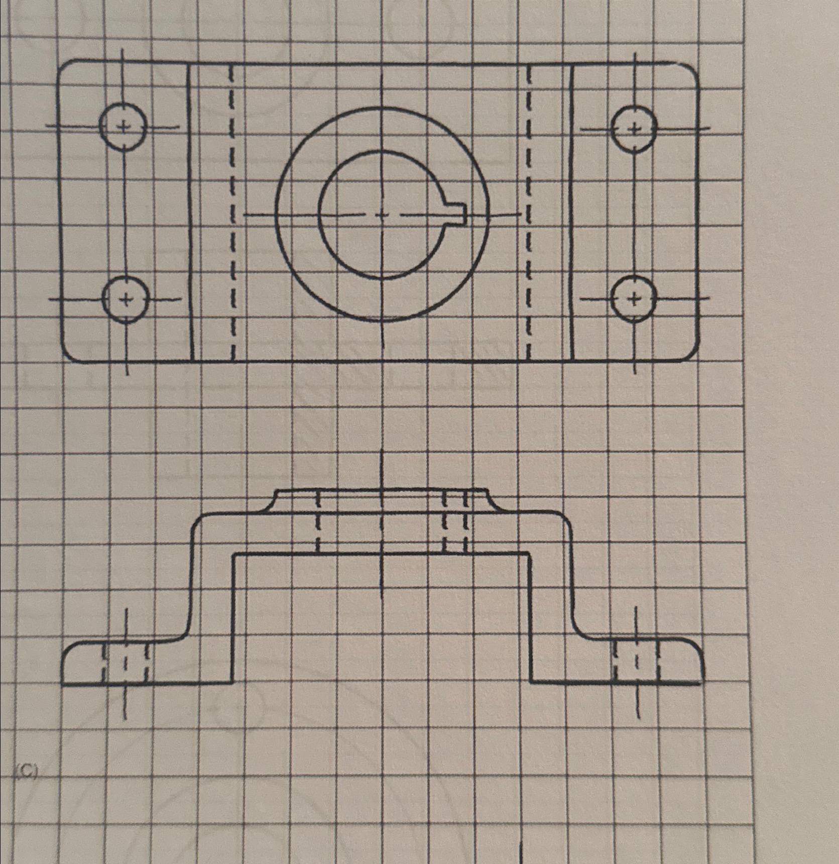 Solved Given top and front views skecth offset section view | Chegg.com
