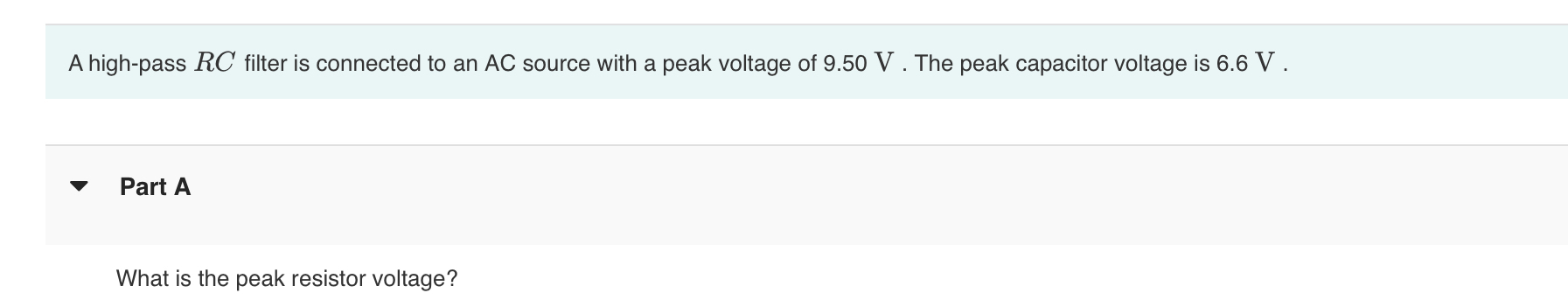 Solved A high-pass RC ﻿filter is connected to an AC ﻿source | Chegg.com