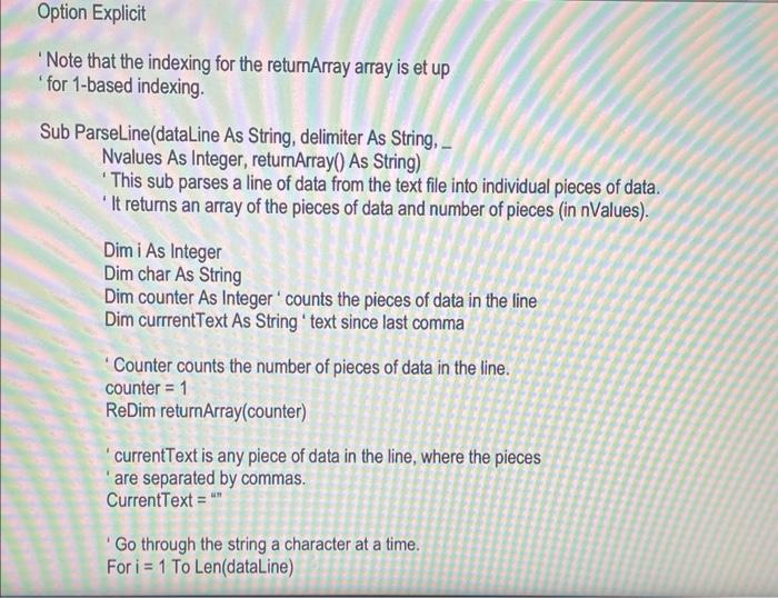 Solved Option Explicit 'Note that the indexing for the | Chegg.com