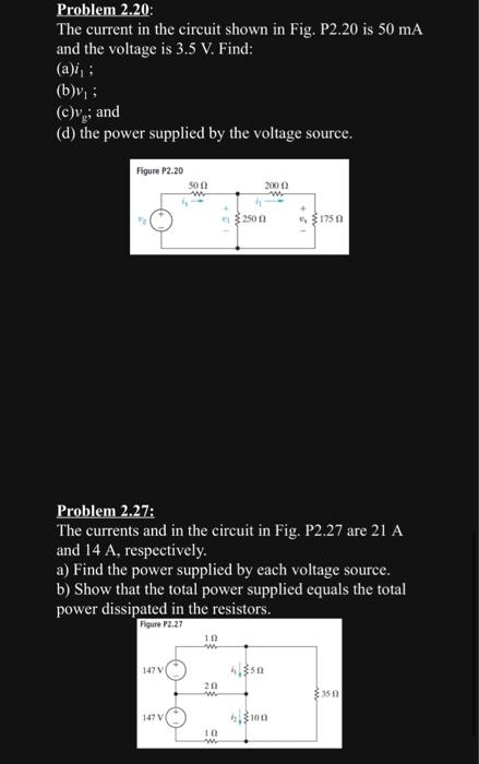 Solved Problem 2.20: The current in the circuit shown in | Chegg.com