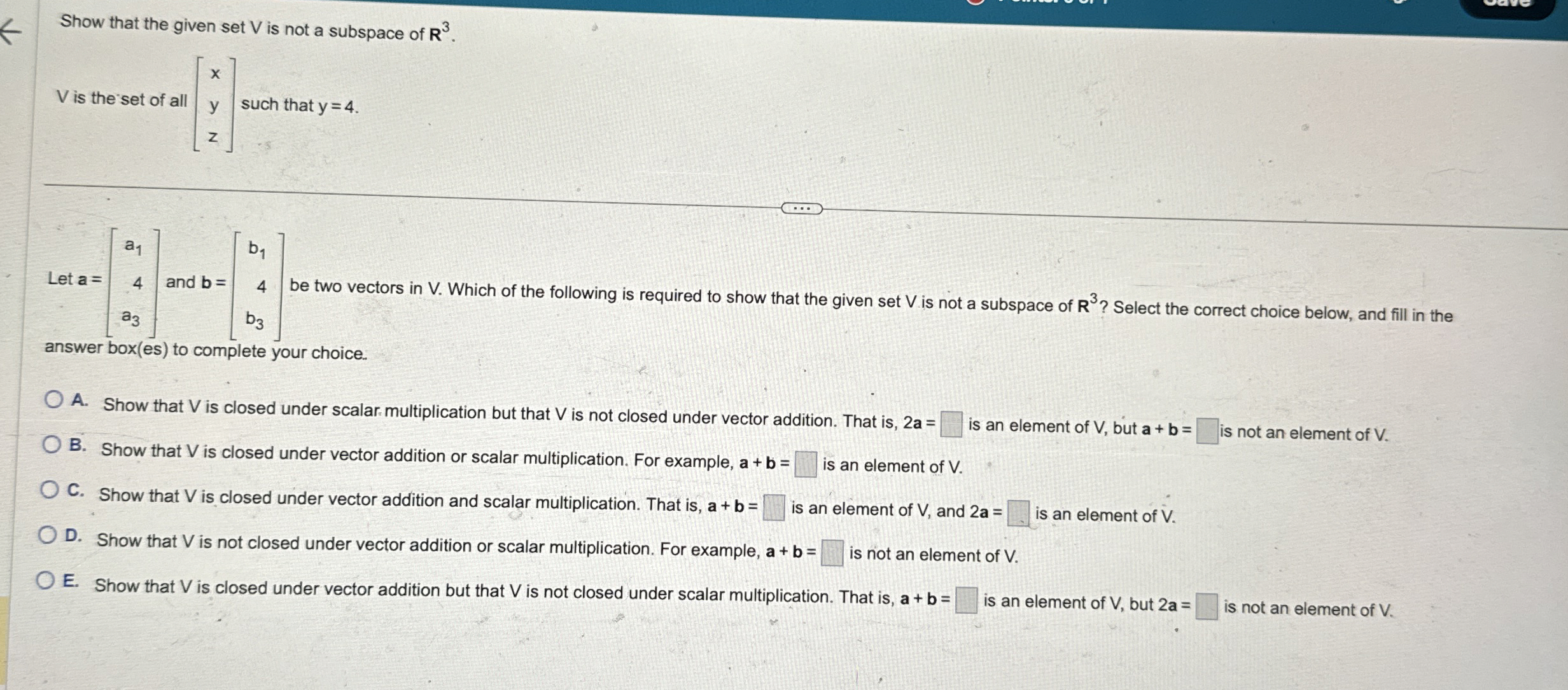 Solved Show that the given set V ﻿is not a subspace of R3.V | Chegg.com