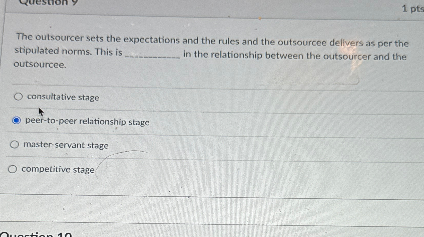 Solved The outsourcer sets the expectations and the rules | Chegg.com