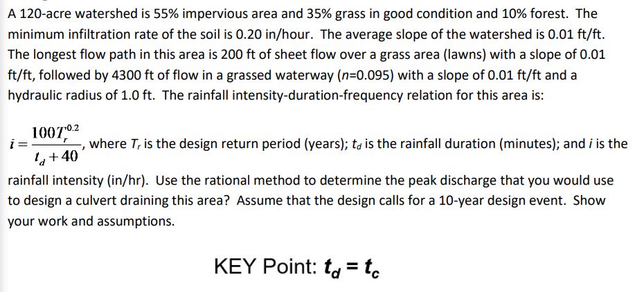 Solved Please explain how to find rainfall intensity with | Chegg.com