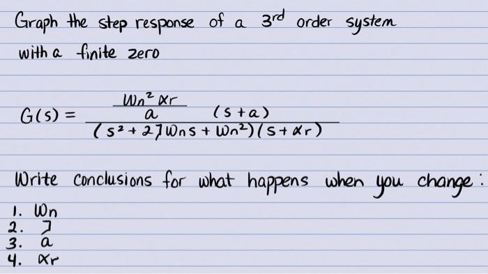 Solved а a 3rd order system Graph the step response of with | Chegg.com