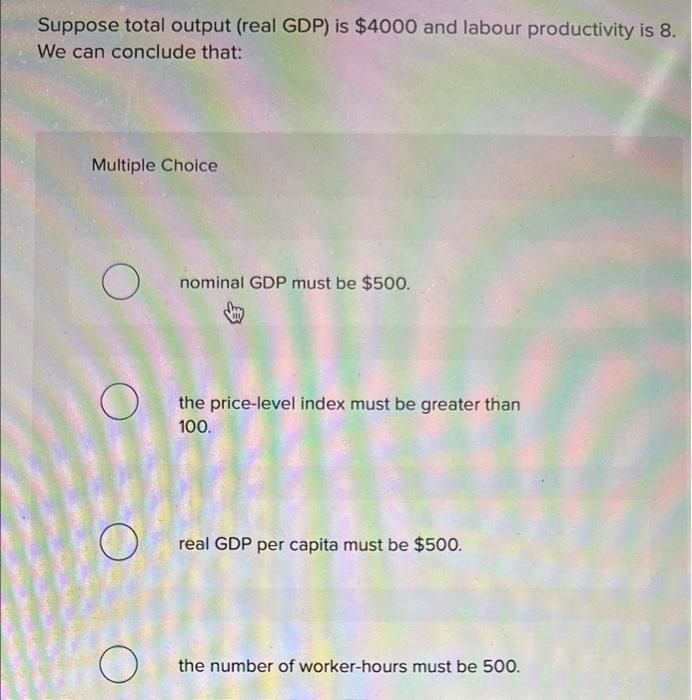 Solved Suppose total output (real GDP) is $4000 and labour | Chegg.com